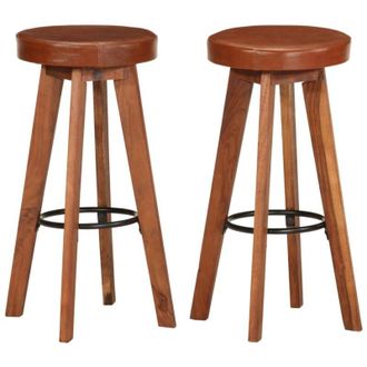 vidaXL Vidaxl - 2 tabourets id&eacute;aux hauts pour bars ou cuisine avec si&egrave;ge en bois