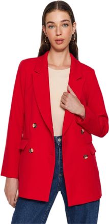 Trendyol Trendyol Womens Damen Gerade Lange Ärmel Übergröße Blazerjacke Blazer, Dark Red, 42