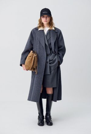 Claudie Pierlot Langer Wollmantel mit G&uuml;rtel