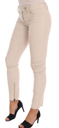 Ermanno Scervino Womens Beige Slim Jeans Corduroy Skinny Pants Cotton