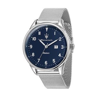 Maserati Tradizione Solaruhr Edelstahl Blau - - Accessories - Herren - Grau - ONE SIZE