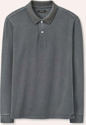 Walbusch Langarm-Poloshirt Herren Langarmpolo aus weicher Baumwolle Shirt Poloshirt, garment-dyed, extraweich & pflegeleicht