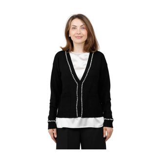 Corte dei Gonzaga Femme, Pulls, Noir, Taille: 38 FR Cardigan profili in paillettes