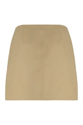 Burberry Womens Miniskirt Trench Double Gabardine Beige Cotton Skirt