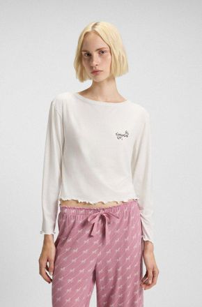 HUGO BOSS Pyjamaoberteil aus Stretch-Jersey mit Logo-Artwork, regular fit, Rundhals