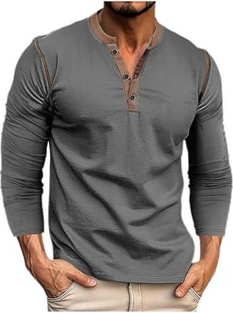 Generic T-shirt &agrave; manches longues et col dhiver pour homme, gris, XXL