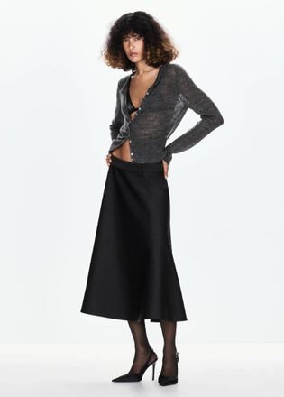 Mango Jupe midi &eacute;vas&eacute;e noir - Femme - 34 - MANGO