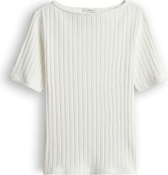 OPUS Kurzarmshirt Weiches Rippshirt aus Baumwoll Mix Slim Fit