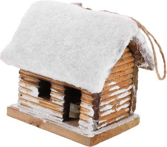 Lurrose Weihnachtliche Miniatur-holzhäuser mit Led-Beleuchtung Winterliche Schneedorf-Dekorationen für Weihnachtsbaum Tisch Kamin und Fenster Rustikale Holz-d