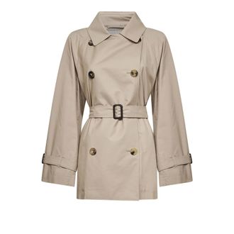 Max Mara Femme, Manteaux, Beige, Taille: 38 FR Trench-coat court en twill hydrofuge