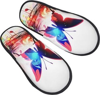 Generic Pantoufles De Voyage Papillon Musical Cozy Fourrure Pantoufles Chaud Chaussons Invit&eacute;s Pour Homme Automne Camping L