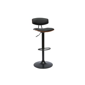 Miliboo Miliboo - Tabouret de bar design r&eacute;glable noir et bois fonc&eacute; vasco