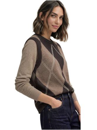 Street One Langarmshirt braun,Casual,Baumwolle,Gemustert,Rundhals,&Auml;rmellos,Casual Fit