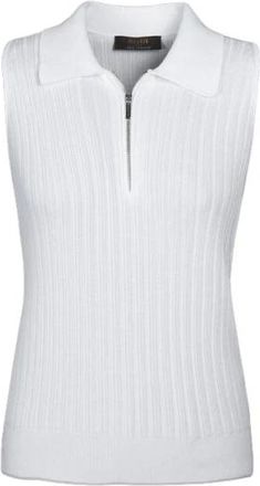Moorer Femme, Pulls, Blanc, Taille: 36 FR Polo sans manches