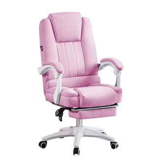 Generic Ergonomischer B&uuml;rostuhl, Computerstuhl aus Baumwolle und Leinen mit Armlehnen und verstellbarem Fu&szlig;pedal