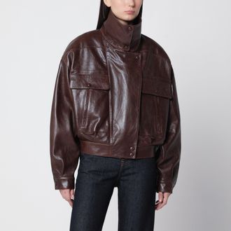 Saint Laurent Kurze braune Jacke aus Lammleder