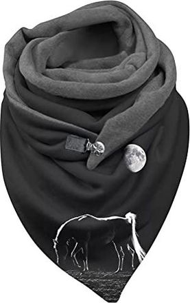 ORANDESIGNE &Eacute;charpe Femme Wrap &Eacute;charpes Ch&acirc;les Empreinte Pissenlit Automne Hiver Foulard &Eacute;charpe Chaude D&eacute;contract&eacute; Mode Chic R&eacute;tro Noir E Taille Unique