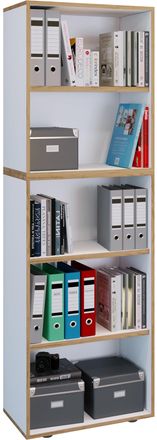VCM Holzregal stehend | platzsparender Aktenschrank | Maße ca. B. 60 x H. 183 x T. 33 cm | Elegantes Regal | Büroregal - Salia 5fach B. 60 cm