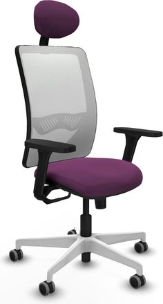 Piqueras y Crespo H&ouml;henverstellbarer Stuhl Zulema mit 3D-Armlehnen, h&ouml;henverstellbarer Lendenwirbelst&uuml;tze und festem Kopfteil, ausgestattet mit Sincro 3-Positionen und 