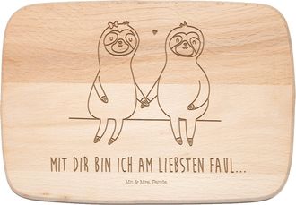 Mr. & Mrs. Panda Fr&uuml;hst&uuml;cksbrett Faultier P&auml;rchen - Geschenk, Faultierliebe, verlobt, Holzbrett, Faultier Deko, Liebe, K&uuml;chenbrett, Schneidebrett