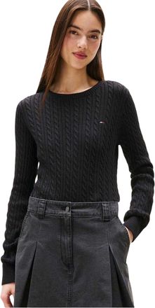 Tommy Jeans Pullover Top f&uuml;r Damen, Lang&auml;rmlig (Schwarz)