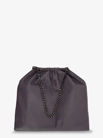 Stella McCartney Womens Shoulder Bag Falabella Grey Vegan Shaggy Deer Fabric