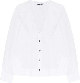 Ganni Chemise Coton Popeline Blanc