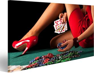 Islandburner Bild auf Leinwand Eine Sexy Frau Mit Einem Glücksspiel Poker Royal Flush Wandbild Poster Kunstdruck Bilder