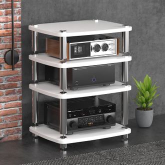 Generic HiFi Regal 4-stufiges Stereo-St&auml;nder, HiFi-Lautsprechergeh&auml;use Mit Vibrationsd&auml;mpfung, Modernes Stereo-Rack Aus Holz for Gaming, Besprechungsr&auml;ume, Wo