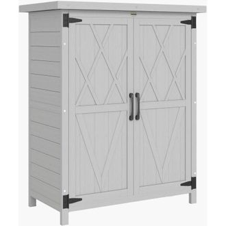 OUTSUNNY Armoire de jardin sur pied en bois sapin trait&eacute; - Dimensions 75L x 40l x 90H cm - 3 &eacute;tag&egrave;res et 2 portes - R&eacute;sistante aux intemp&eacute;ries