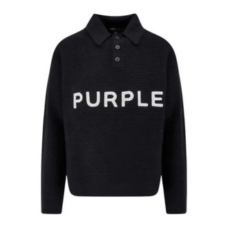 Purple Homme, Pulls, Noir, Taille: M Logo Embroidery Sweater