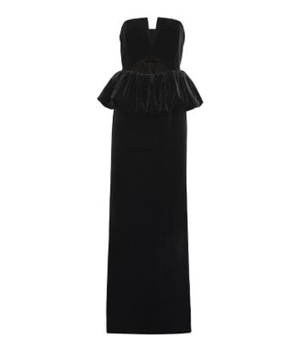 Self Portrait Black Velvet Peplum Gown Size M