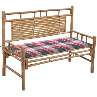vidaXL Gartenbank mit Auflage 120 cm Bambus vidaXL