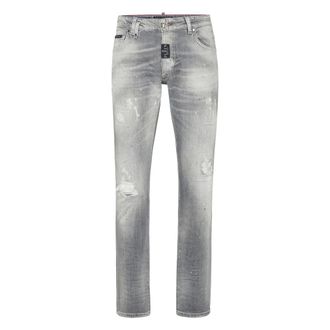 Philipp Plein Homme, Jeans, Gris, Taille: W30 Pantalon en jean coupe super droite Denim