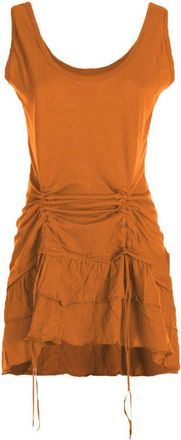vishes Minikleid Damen Baumwolle Tr&auml;gerkleid Raffung Volant Verstellbar Boho Alternative Mode, Boho, Hippie, Ethno, Festival
