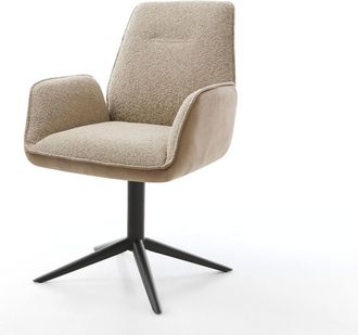 DELIFE Drehstuhl Zoa-Flex Materialmix Schlamm Fußkreuz Schwarz 360° drehbar Wippfunktion Taschenfederkern, Esszimmerstühle