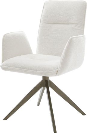 DELIFE Esszimmerstuhl Vinja-Flex Kreuzgestell breit Effektfinish Titan Boucl&eacute; Soft Beige 360&deg; drehbar Wippfunktion