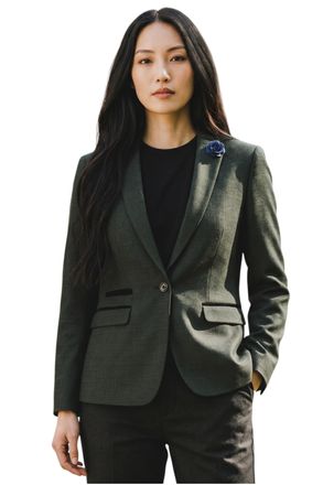 House of Cavani Damen-Makel-Woll-Mix-Herringbone Tweed ma&szlig;geschneiderter Blazer - Caridi