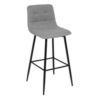 Atmosphera Atmosphera - Tabouret de bar Sirac pieds m&eacute;tal tissu gris