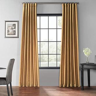 Half Price Drapes Verdunkelungsvorh&auml;nge aus Kunstseide, 244 cm lang, f&uuml;r Schlafzimmer und Wohnzimmer, Vintage-Stil, strukturiert, Verdunkelungsvorhang, 1 Panel, 127 x 2