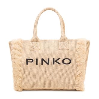 Pinko Pinko, Femme, Sacs, Beige, Taille: ONE Size Beach Shopper Rafia