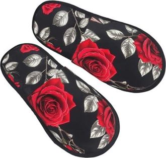 Generic Pantoufle Impression Du Jardin De Roses Rouges Chaussures Respirantes Doux Chaussons Pour Unisex Femme Homme M