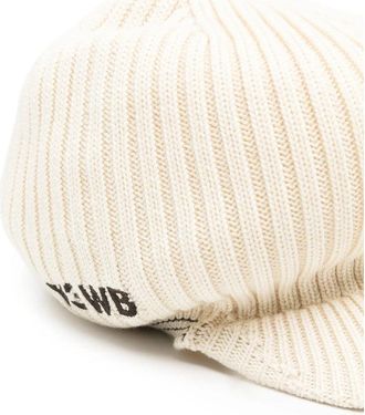 adidas KF7403 Merino Wool Ribbed Knit Beanie - Beige
