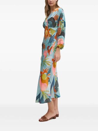 Never Fully Dressed robe imprimée à col v Emma - Bleu