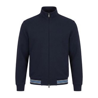 Harmont & Blaine Sweatshirt mit durchgehendem Rei&szlig;verschluss und Streifen-Details aus Piqu&eacute; - - Sweatshirts & Hoodies - Herren - Blau - 2XL