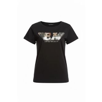 Emporio Armani Logo Mania Silber T-Shirt - - Tops - Damen - Schwarzk - M