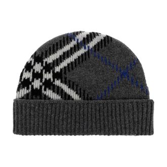 Burberry Beanie aus Kaschmir-Mix mit Karomuster - - Accessories - unisex - Grau - ONE SIZE