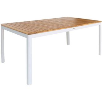 Sweeek Table de jardin SENORA acacia blanc avec coins arrondis. 8 places. 160 x 90 x 75 cm