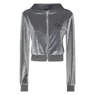 Philipp Plein Hoodie Sweatjacket Crystal Signature - - Sweatshirts & Hoodies - Damen - Grau - L