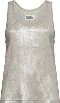 Maison Margiela D&eacute;bardeur imprim&eacute; argent&eacute; - Femme - Tops - Blanc - Taille: 38 FR